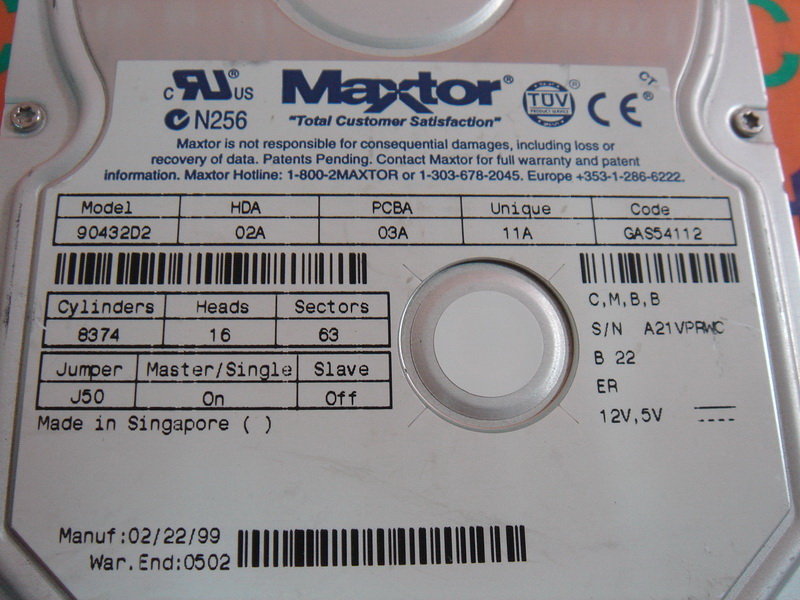 MAXTOR 90432D2 4.3GB IDE - 裕益科技自動化設備可程式編碼器PLC分散式控制系統DCS